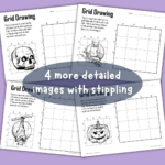 Halloween Grid Drawing Worksheets - Fall Grid Method Art Activities ...