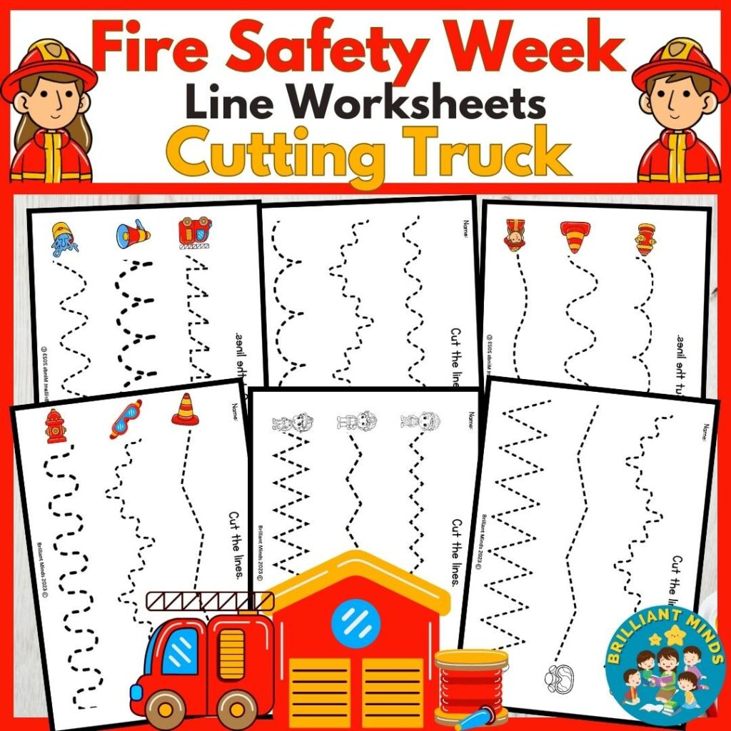 Fire Safety Week Cutting Practice - Fall Cutting Practice - Fine Motor ...