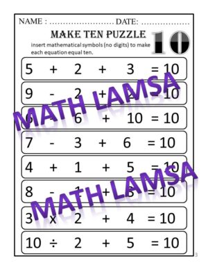 Make Ten Puzzle/Number Challenge - Made By Teachers