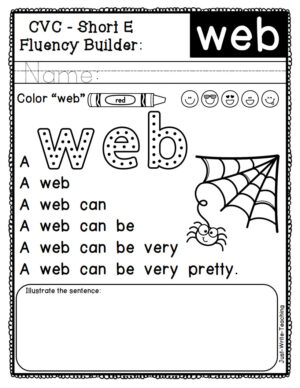 Reading Fluency Builders - CVC Short E - Made By Teachers