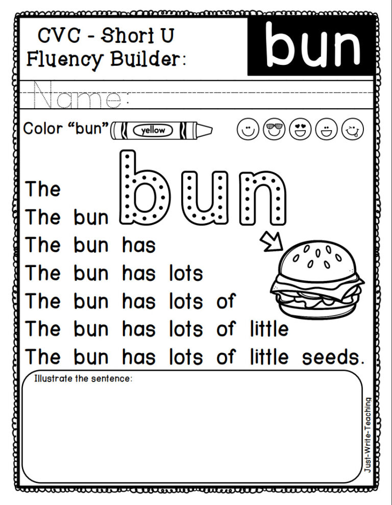 Reading Fluency Builders - CVC Short U - Made By Teachers