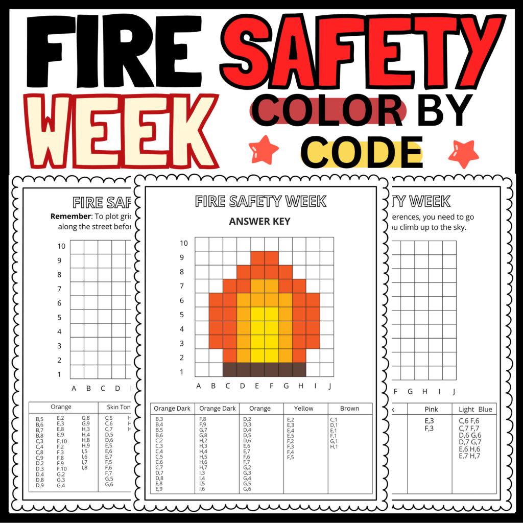 Fire Safety Week Math Firefighter color by Code | fire prevention week ...