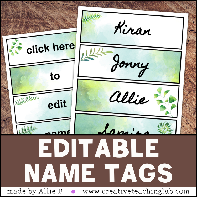 Editable Nature Student Desk Name Tags Name Plate Labels Classroom ...