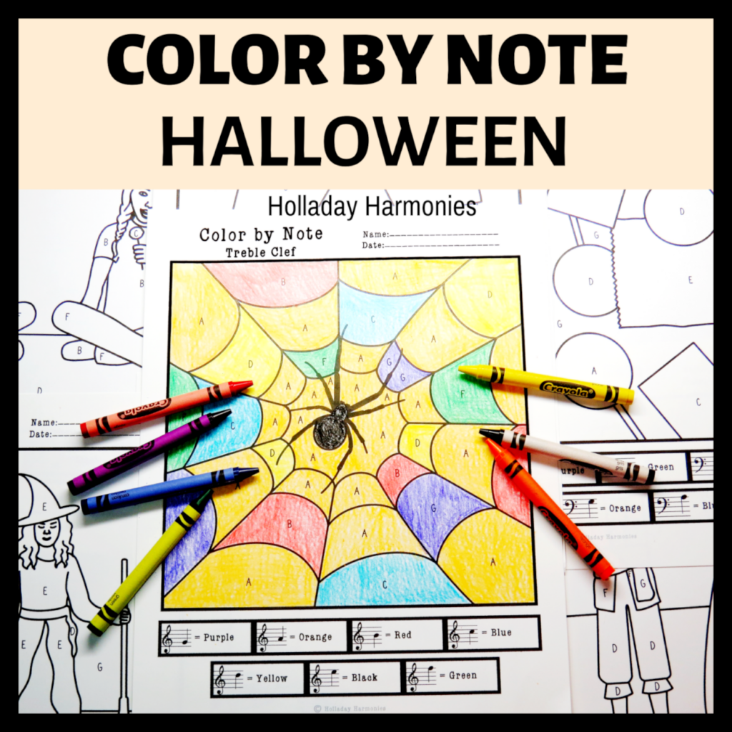 Halloween Color by Note - Treble and Bass Clef | Fall Music Activities ...