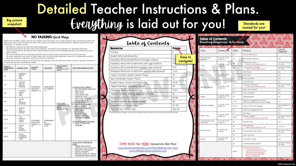 No Talking Novel Study Unit - Made By Teachers