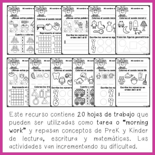 Tarea Regreso al salón | Trabajo de la mañana | Morning Work & Homework ...