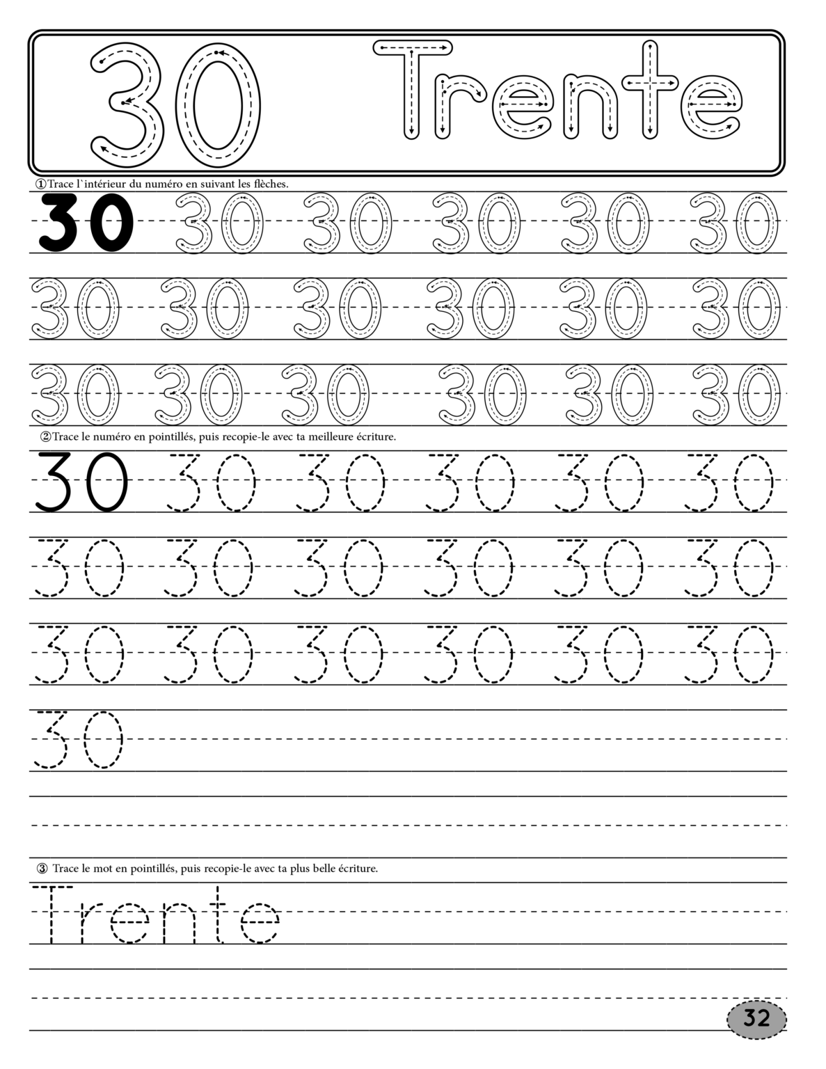 FRENCH Number Tracing Practice Worksheets - Tracer les chiffres | 0-100 ...