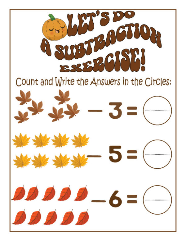 Fall Math Worksheets For Kids |autumn mathematics Activities for Pre-K ...