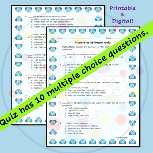 Properties of Water Quiz Differentiated - Made By Teachers