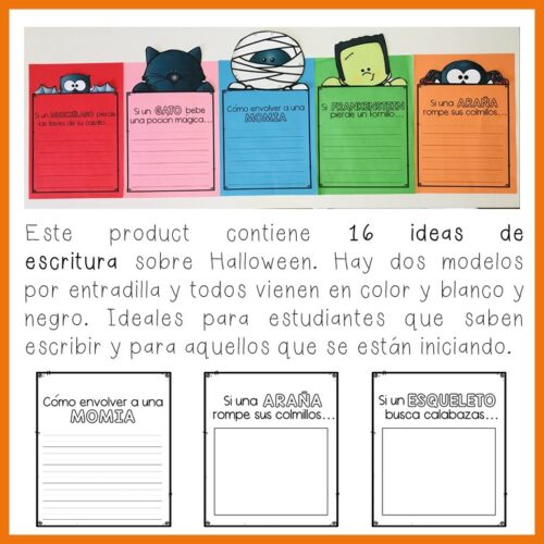 HALLOWEEN Writing prompts in Spanish | Bulletin Board | Actividad de ...