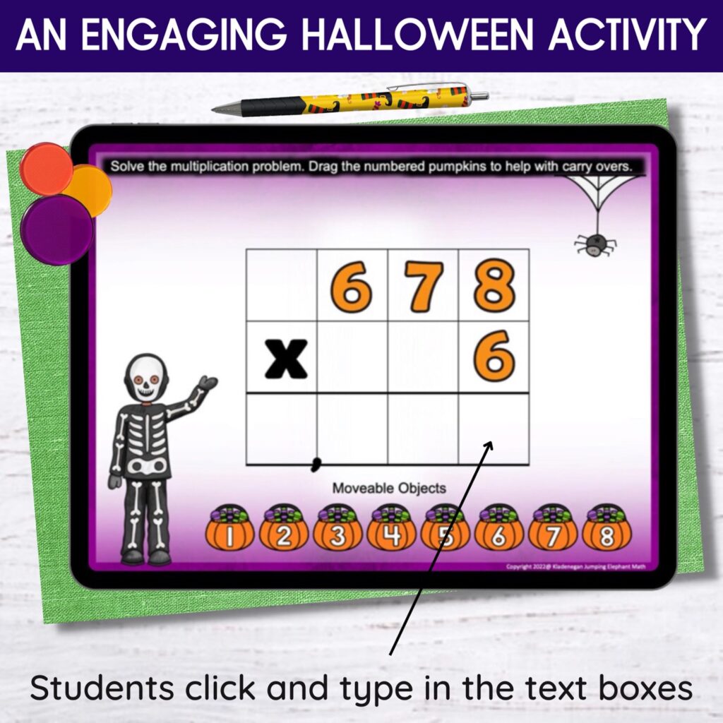 Halloween 3 Digit by 1 Digit Multiplication Google Slides and ...