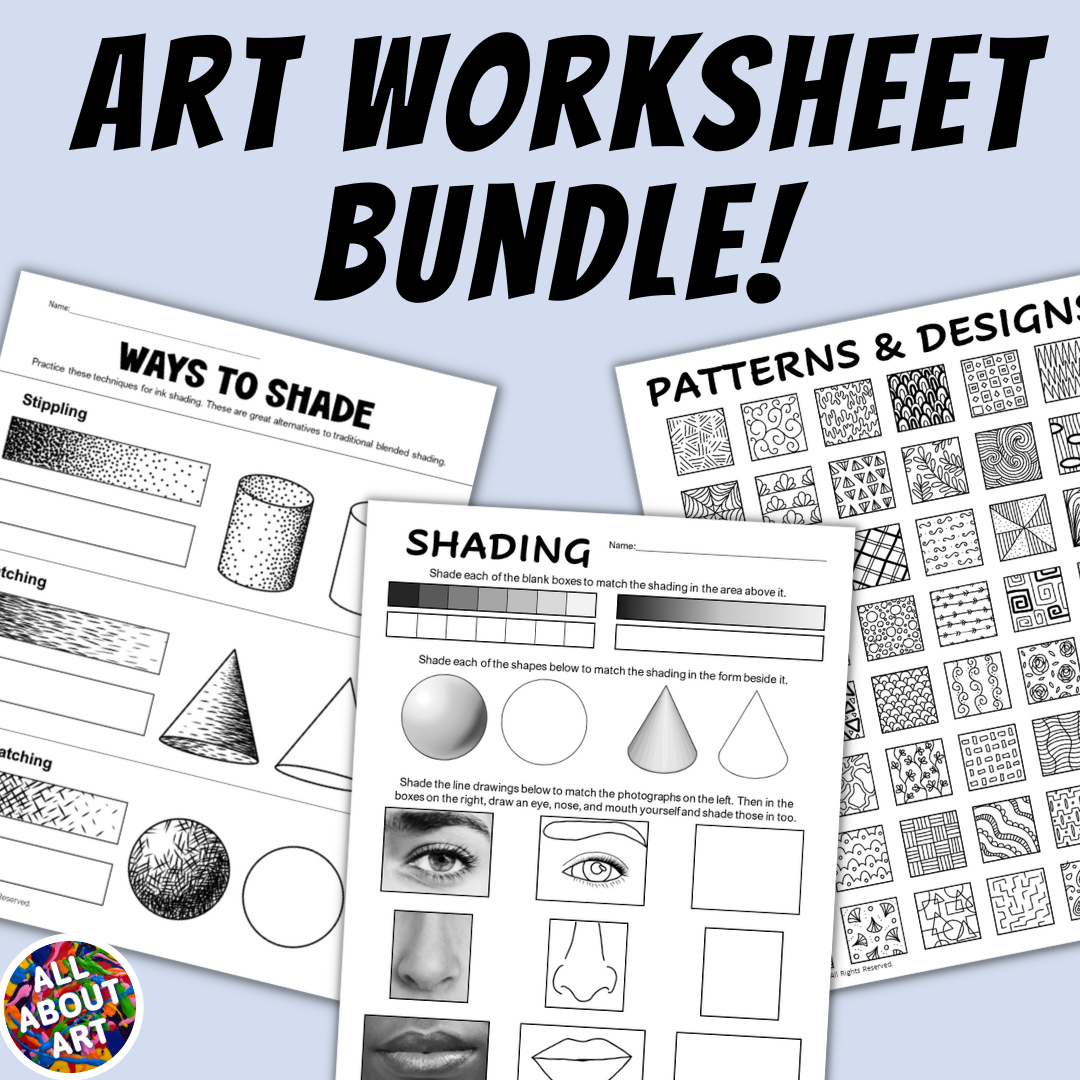 Ink Shading Worksheets to Practice Stippling, Hatching, and Cross ...