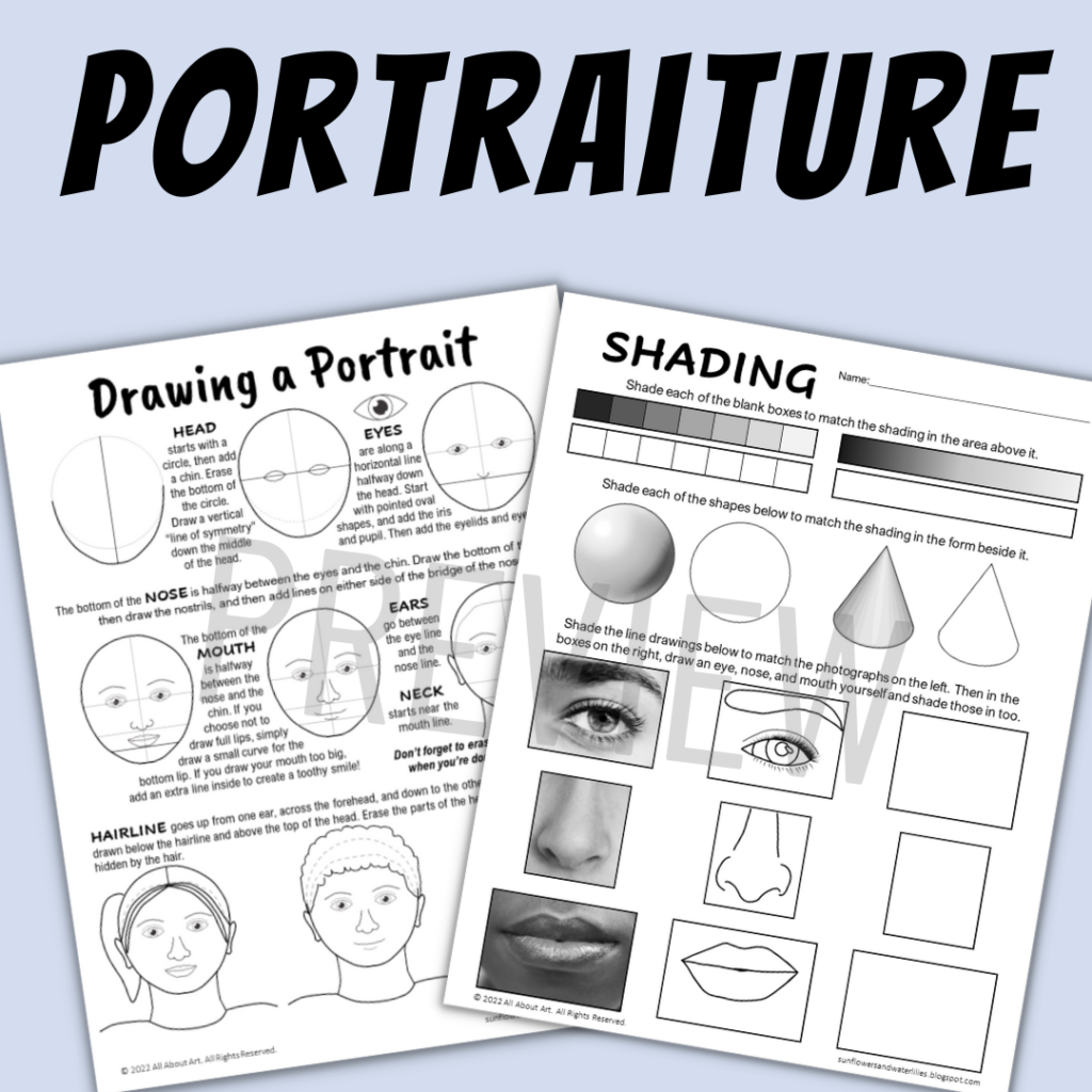 Art Worksheets and Handouts Bundle to teach pattern, shading ...