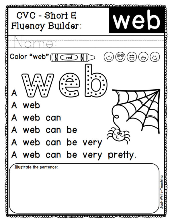 Reading Fluency Builders - CVC Short E - FREEBIE - Made By Teachers