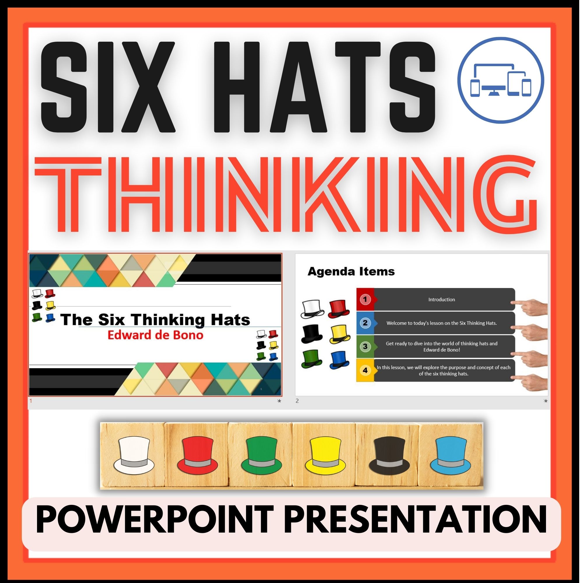 Six Thinking Hats Edward de Bono PowerPoint presentation - no prep ...