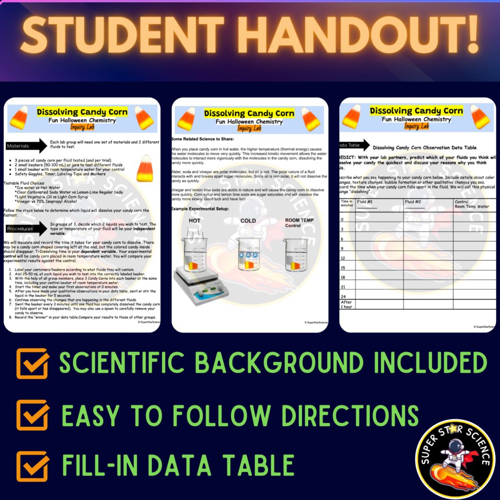 Halloween STEM Activity - Candy Corn Dissolving Lab Hands On Chemistry ...