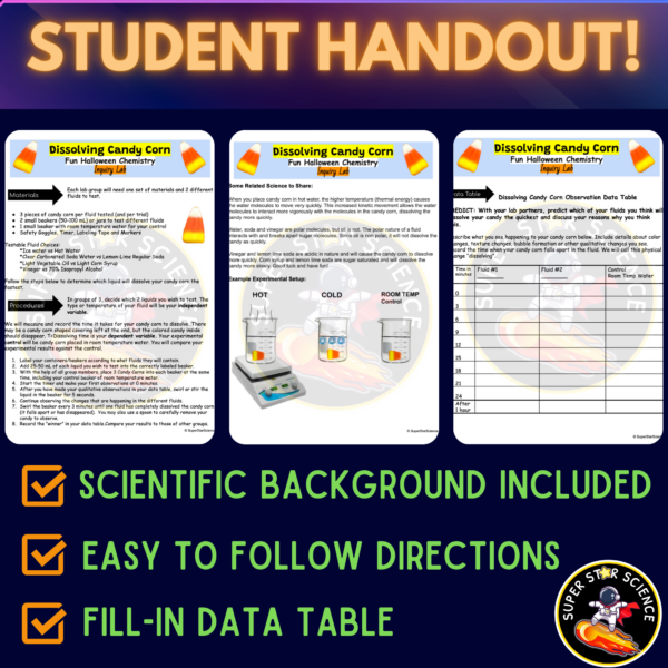 Halloween STEM Activity - Candy Corn Dissolving Lab Hands On Chemistry ...