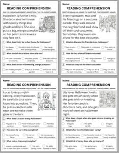 Halloween Reading Comprehension Passages & Questions No-Prep Halloween ...