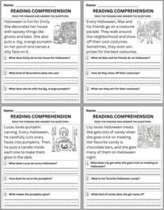 Halloween Reading Comprehension Passages & Questions No-Prep Halloween ...