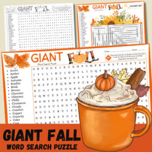 Fall - Autumn Giant Word Search Puzzle, Back to School Activities ELA ...