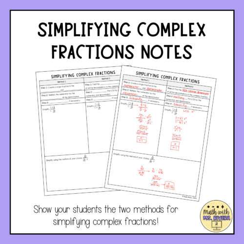 Simplifying Complex Fractions Guided Notes for Algebra 2 - Made By Teachers