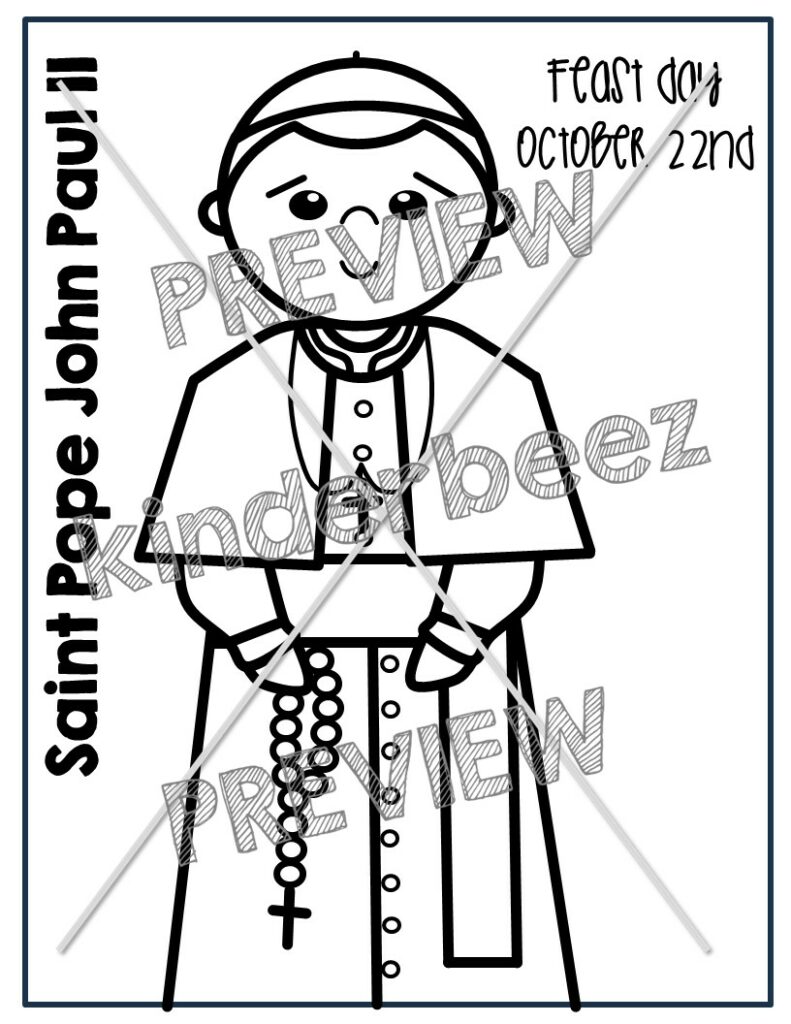 St. Pope John Paul II Coloring | Made By Teachers