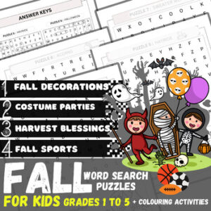 Fall - Autumn wordsearches for kids - Halloween Word Search Puzzles ...