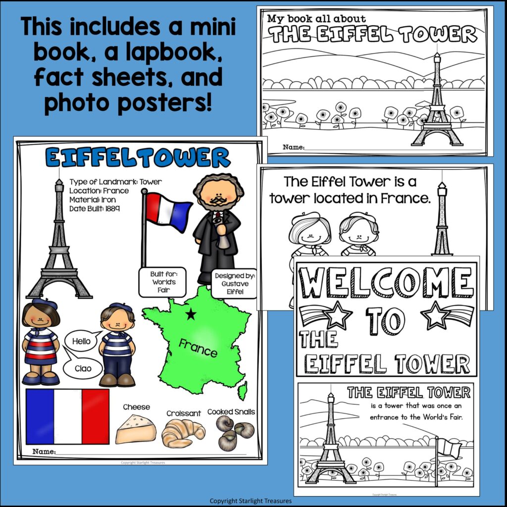 Eiffel Tower Complete Unit for Early Learners - World Landmarks - Made ...