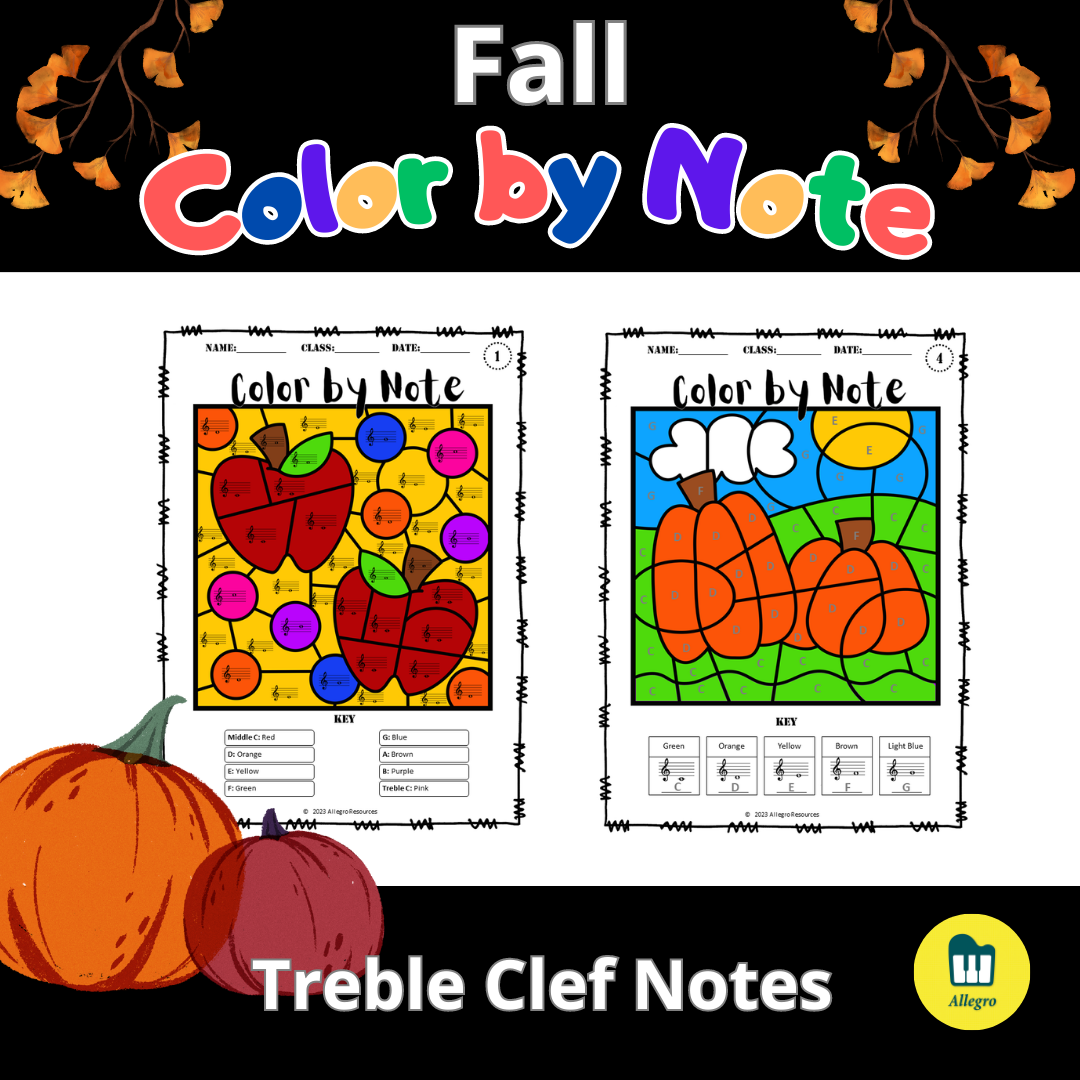 Thanksgiving - Color by note Treble Clef Notes | Made By Teachers