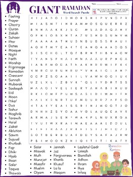 Giant Ramadan Word Search Puzzle Activity Ramadan Activities No Prep ...