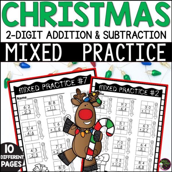 Christmas 2 Digit Addition Subtraction Mixed Review Worksheets | Made ...