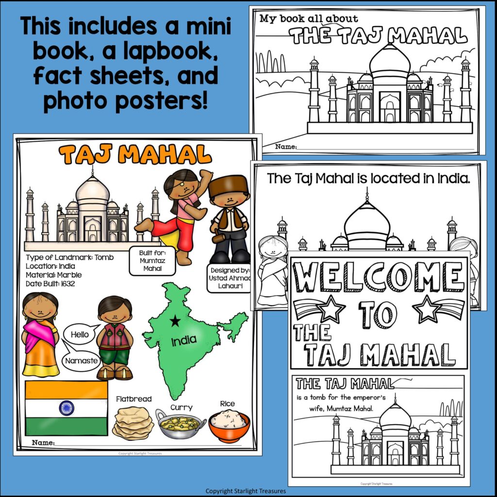 Taj Mahal Complete Unit for Early Learners - World Landmarks - Made By ...