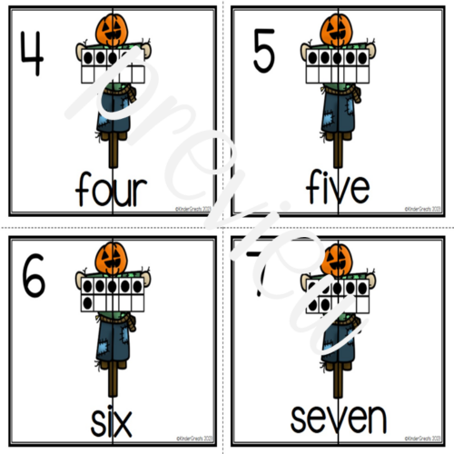 Number Matching Puzzles 0 to 20| Scarecrow Ten Frames | Made By Teachers