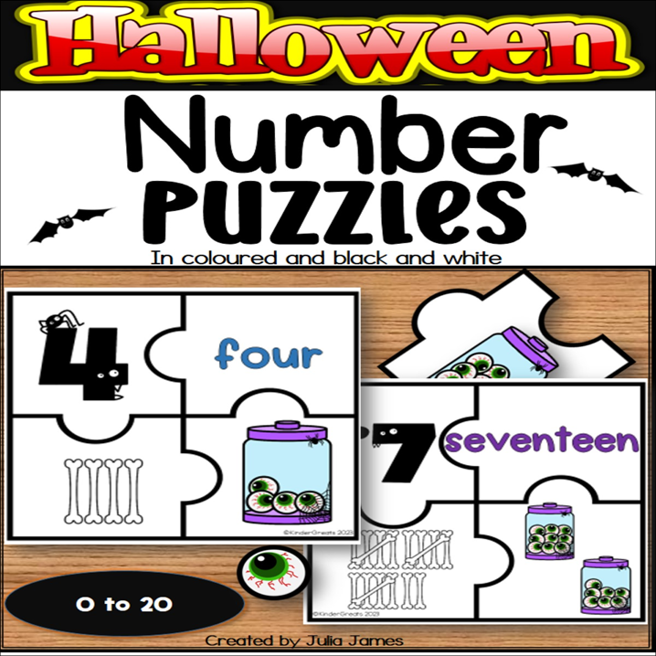 Number Matching Puzzles 0 to 20| Scarecrow Ten Frames | Made By Teachers
