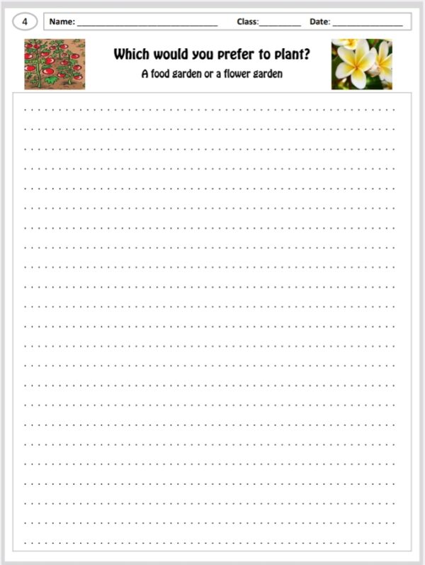 Spring Opinion Writing Prompts Food Or Flower Garden, Graphic ...