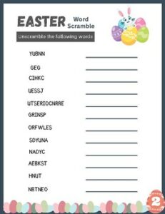 Easter Word Scramble Worksheet Fun Easter Activities Printables No Prep ...
