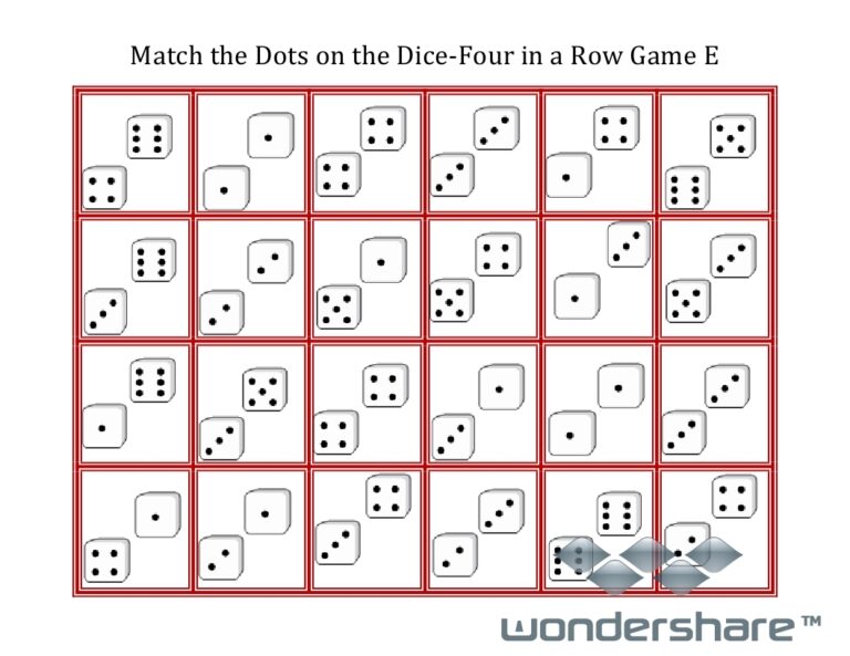 Count the Dots on the DIce Four in a Row Game E | Made By Teachers