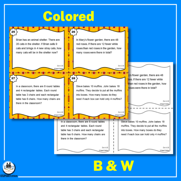 Multiple-step Word Problem Task Cards | Add Subtract Multiply and ...