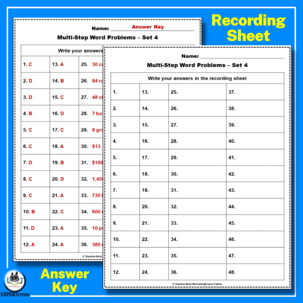Multiple-step Word Problem Task Cards | Add Subtract Multiply and ...