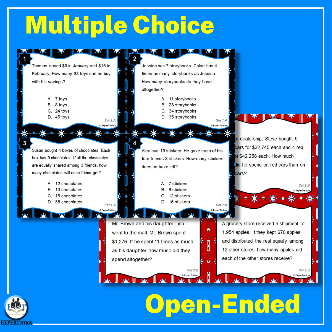 Multi-Step Word Problem Task Cards Bundle | All Operations | Made By ...