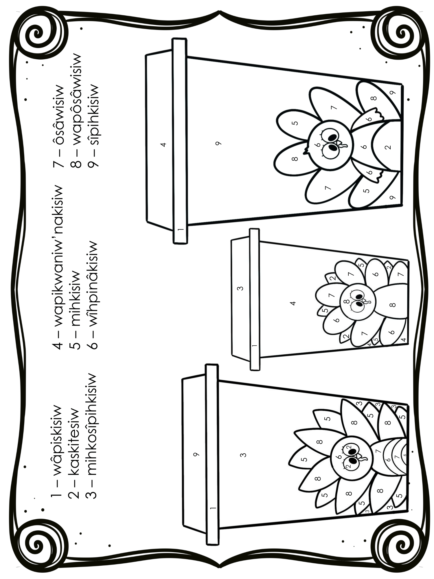 Thanksgiving Colour/Color by Number: Cree Language | Made By Teachers