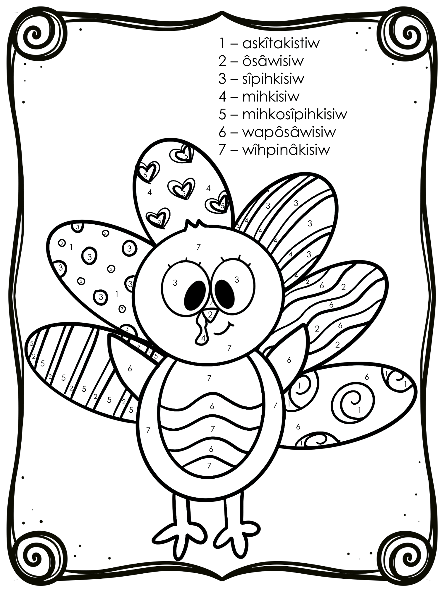 Thanksgiving Colour/Color by Number: Cree Language | Made By Teachers