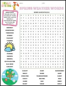 Spring themed Word Search Puzzle: April Weather Vocabulary Activity ...