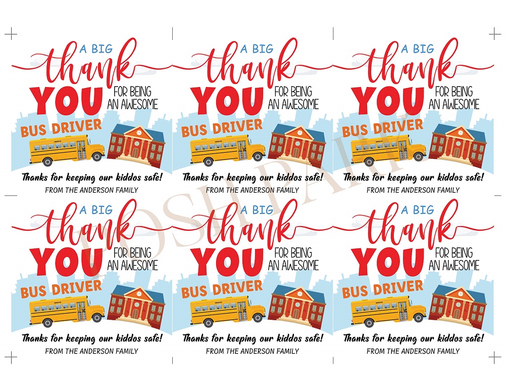 Customizable School Bus Driver Thank You Tag, Bus Driver Appreciation ...