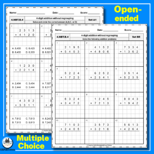 4-Digit Addition Without Regrouping Worksheets | Differentiated, Graph ...