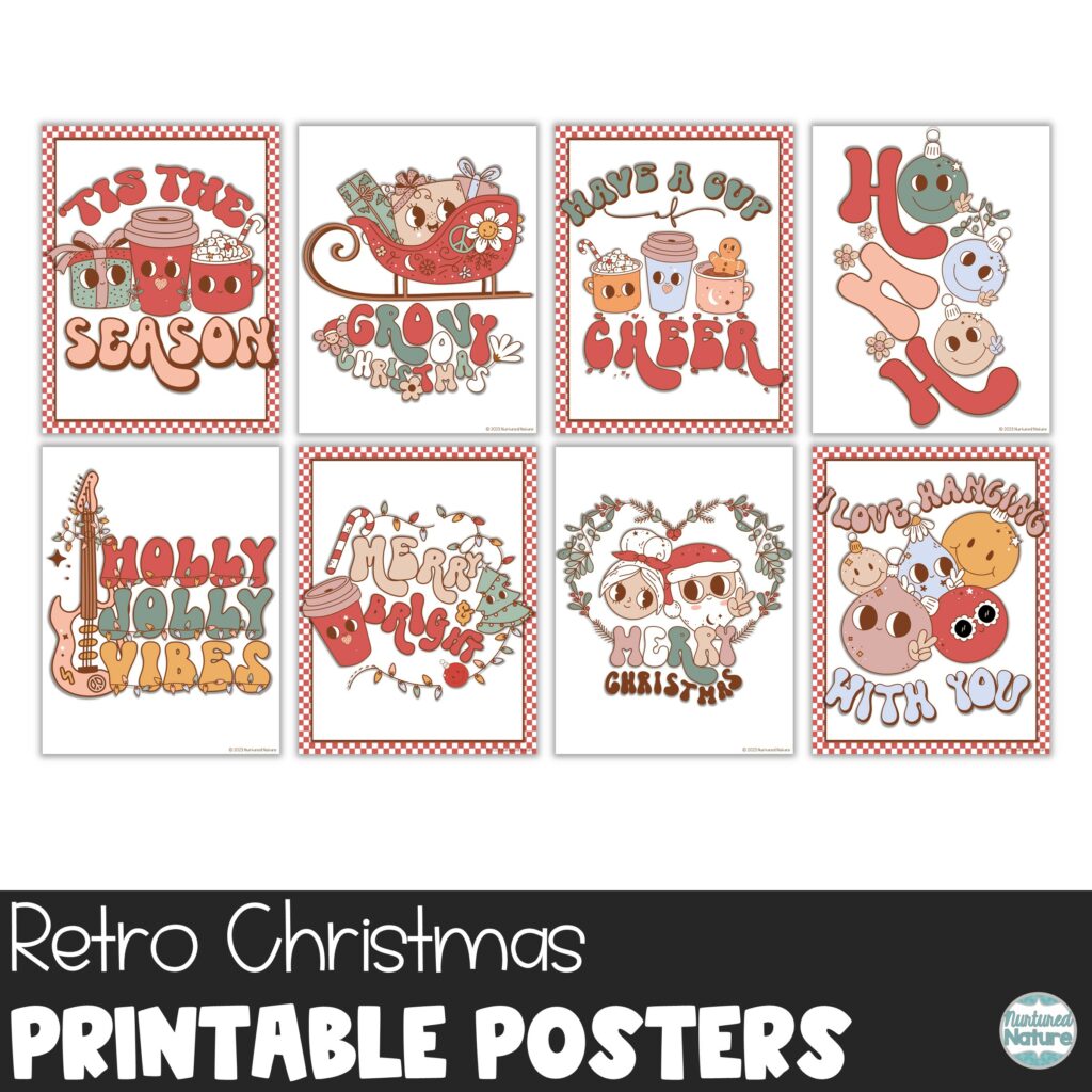 Christmas Bulletin Board Posters - Groovy Retro Classroom Decor | Made ...