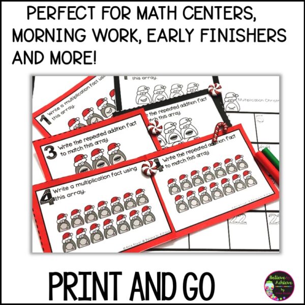 Christmas Differentiated Multiplication Array Task Cards | Shark Math ...