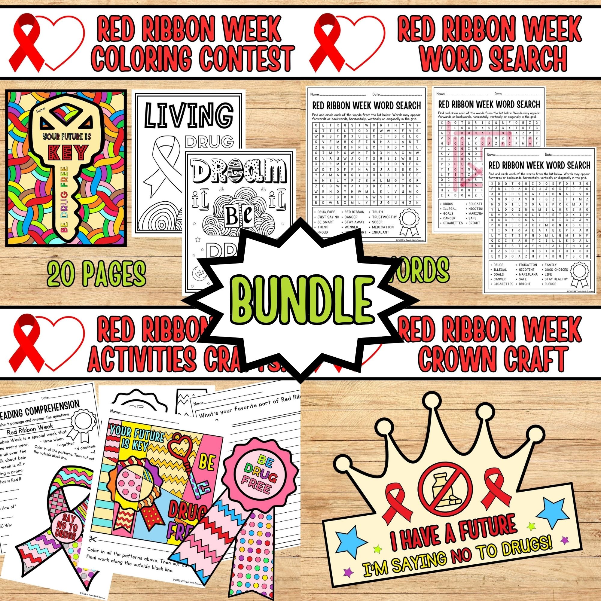 Red Ribbon Week Crown Craft | Red Ribbon Week Drug-Free Crown Craft ...