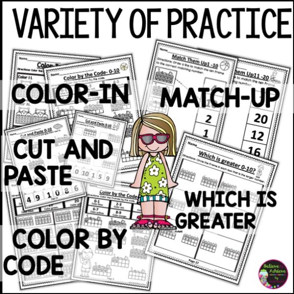 Ten Frames Worksheets | Numbers to 0-10 and 11-20 | Summer Theme - Made ...