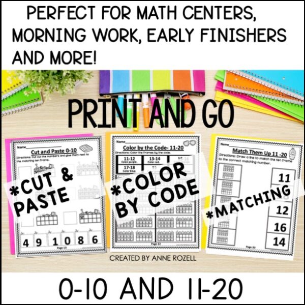 Ten Frames Worksheets | Numbers to 0-10 and 11-20 | Summer Theme - Made ...
